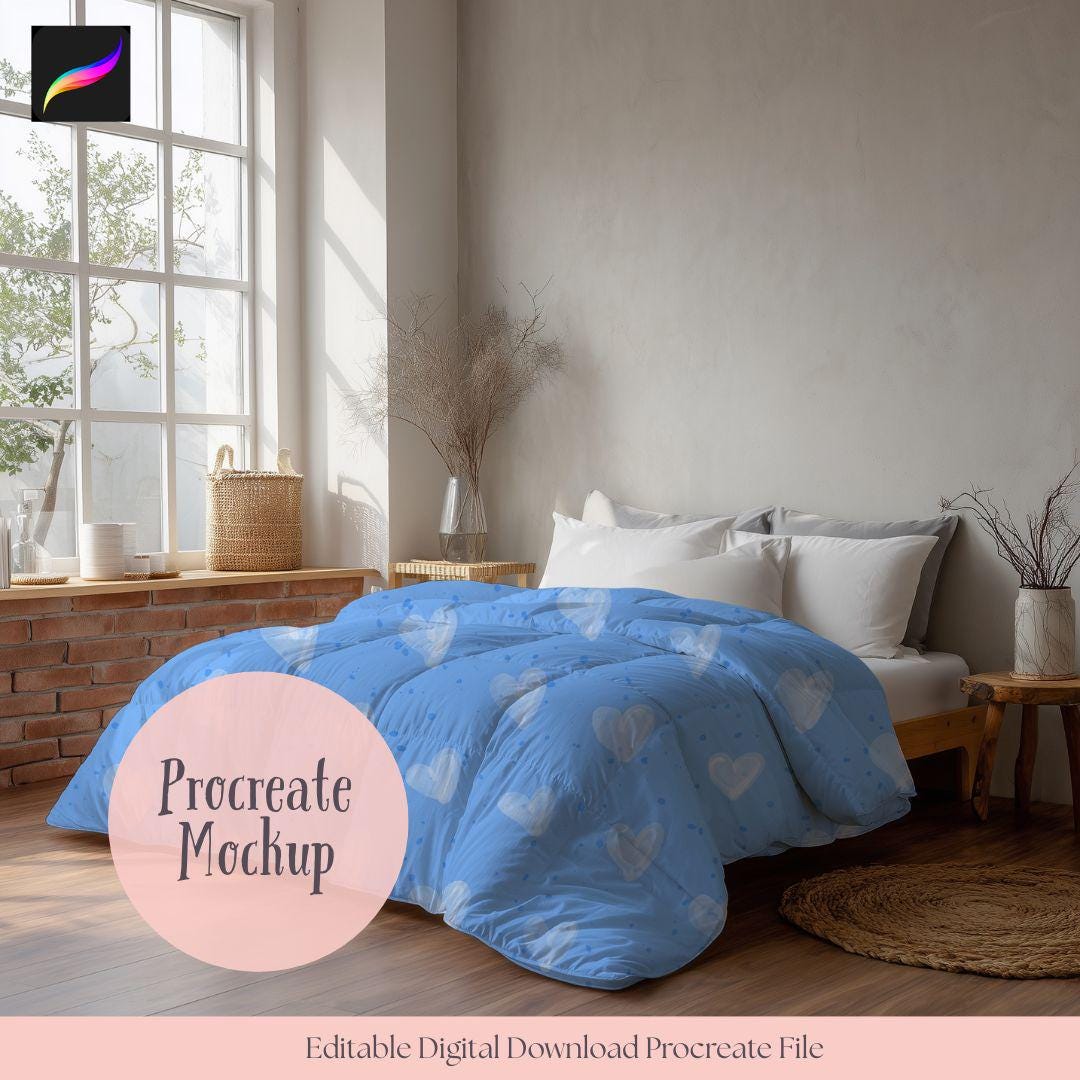 Comforter Procreate Mockup, Seamless Pattern Mockup (digital Download ...