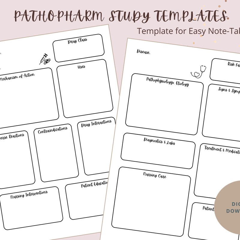 Patho and Pharm Note Template - Etsy