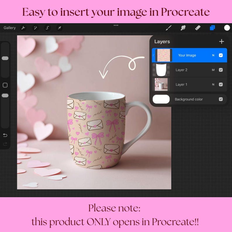 Procreate Mug Mockup, Valentines Mockup, Seamless File Mockup, Seasonal ...