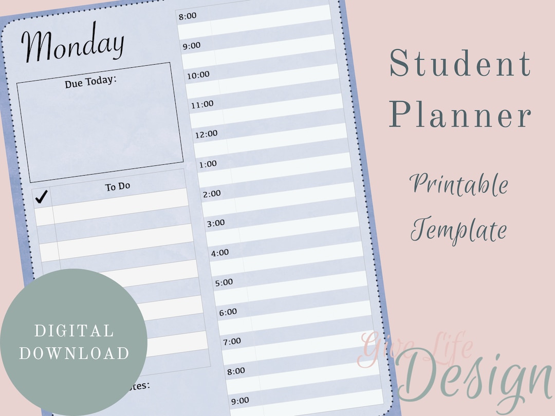Student Planner Printable PDF - Etsy
