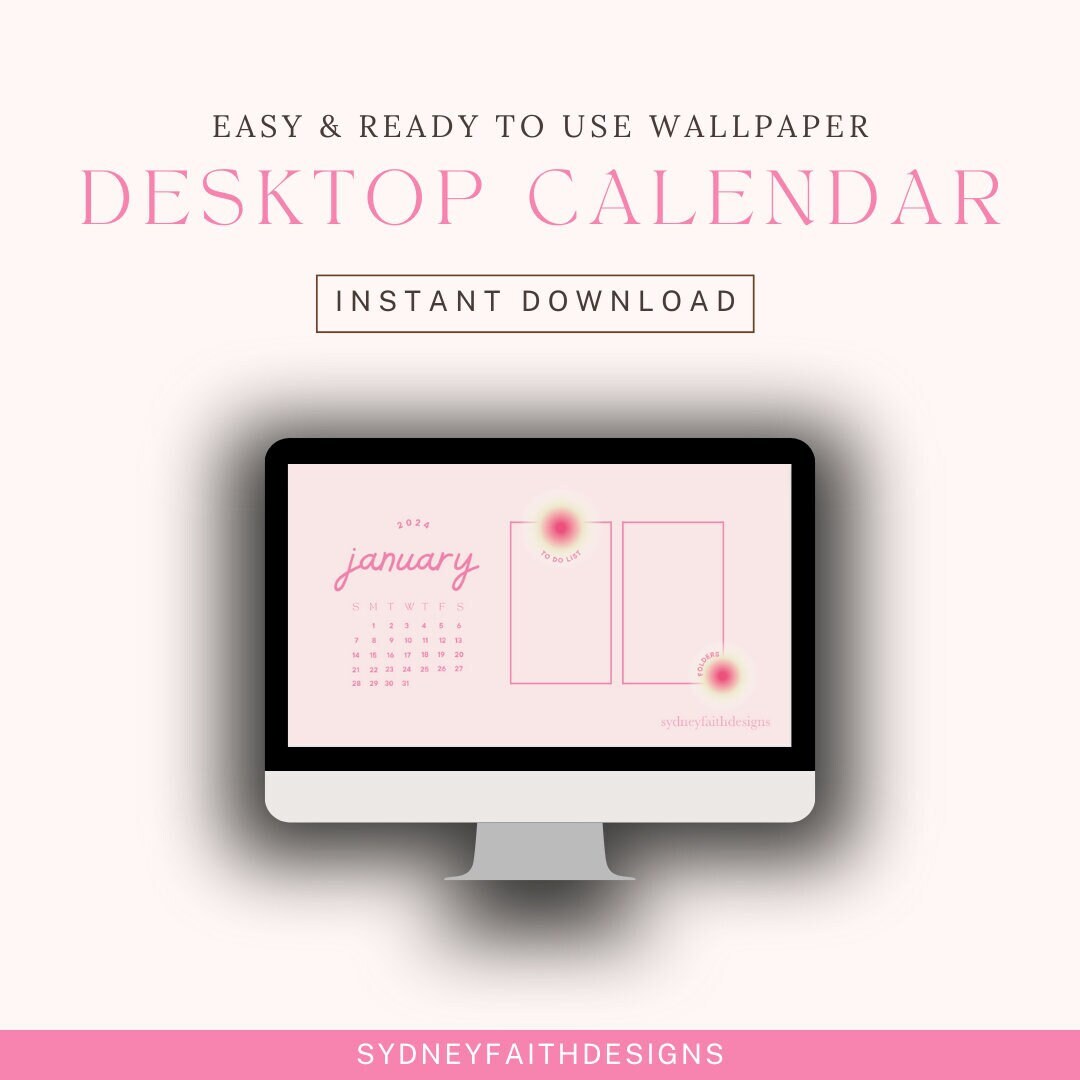 2024 Pink and Trendy Digital Calendar Wallpaper | 2024 Monthly Desktop ...