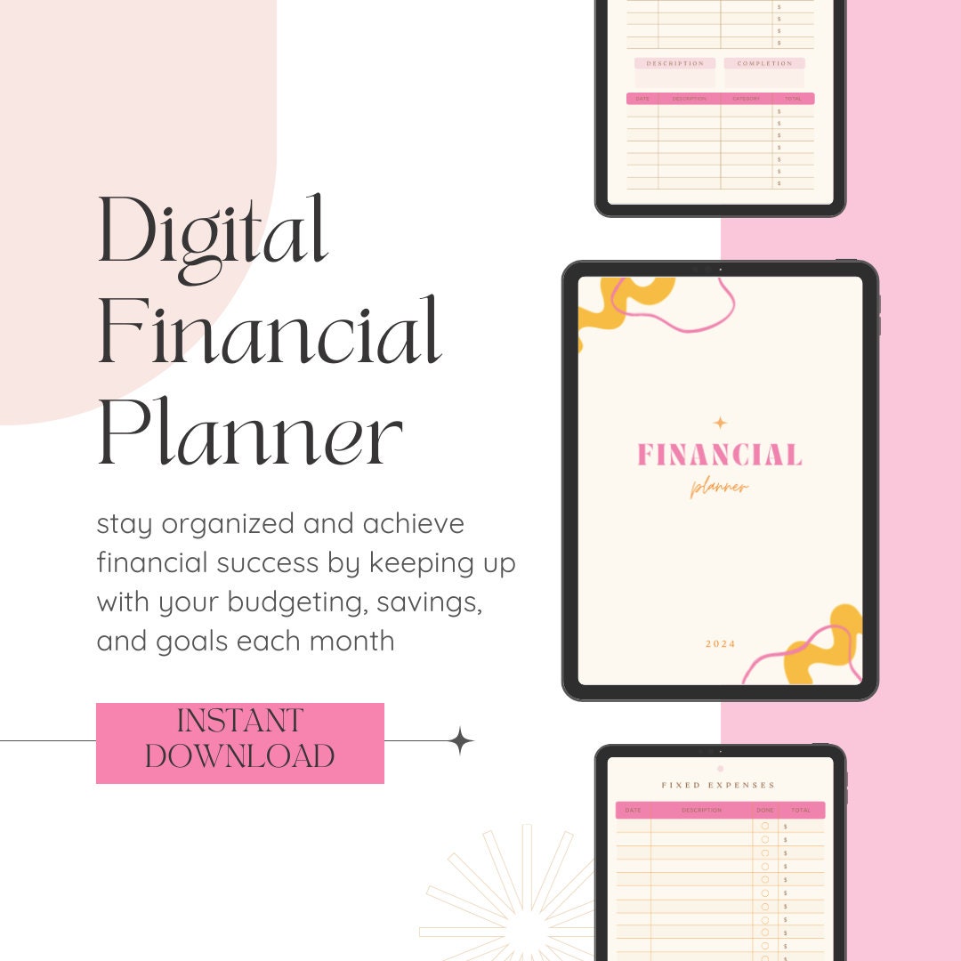 Pink & Orange Trendy Financial Planner | Budgeting, Savings, Goals ...