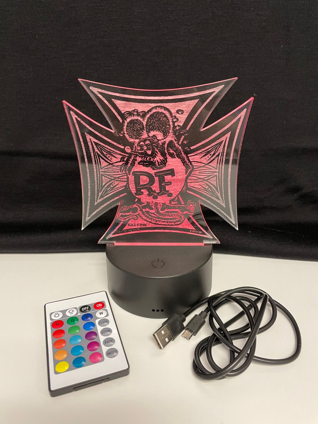 Iron Cross Rat Fink Acrylic Lamp - Etsy