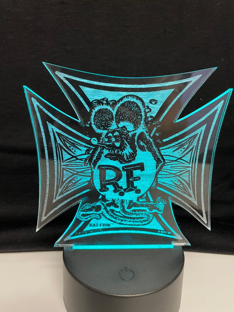 Iron Cross Rat Fink Acrylic Lamp - Etsy