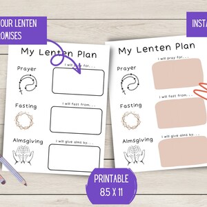 Printable Lenten Plan for Kids / My Lenten Plan for Kids / Catholic ...