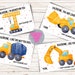 Set of 4 Printable Construction Vehicles Valentine Cards /classroom ...