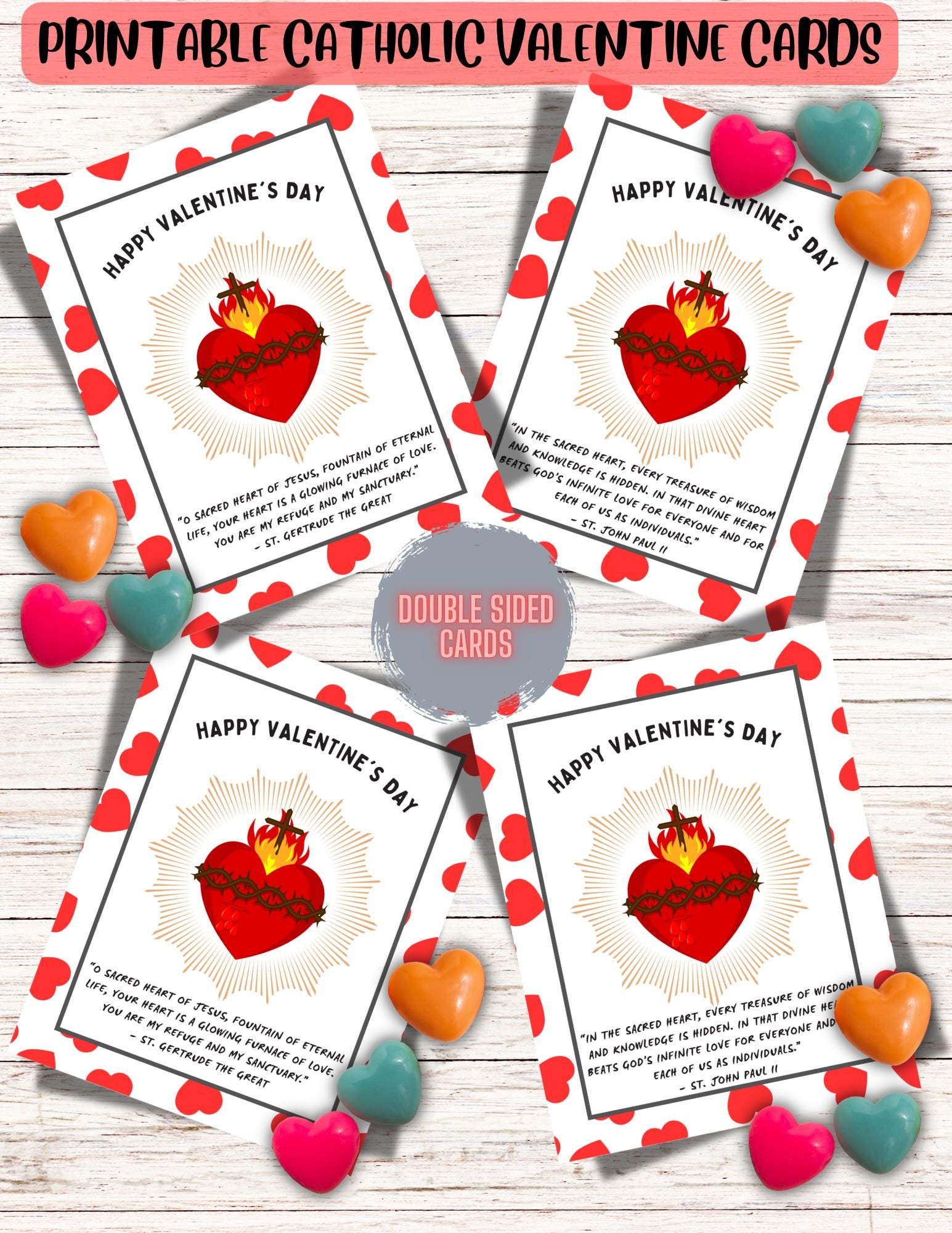 Printable Sacred Heart Valentine's Day Card / Saint Cards / Catholic ...