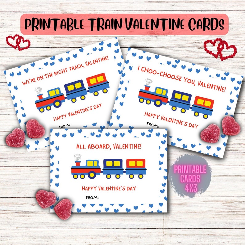 Printable Train Valentine Cards / Train Valentine / I Choo-choose You ...