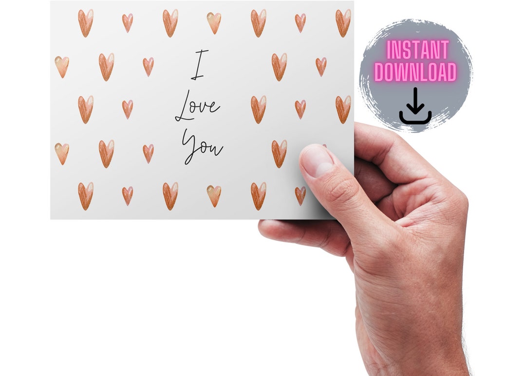 I Love You Printable Valentine Card, Hearts Valentine Card, I Love You ...