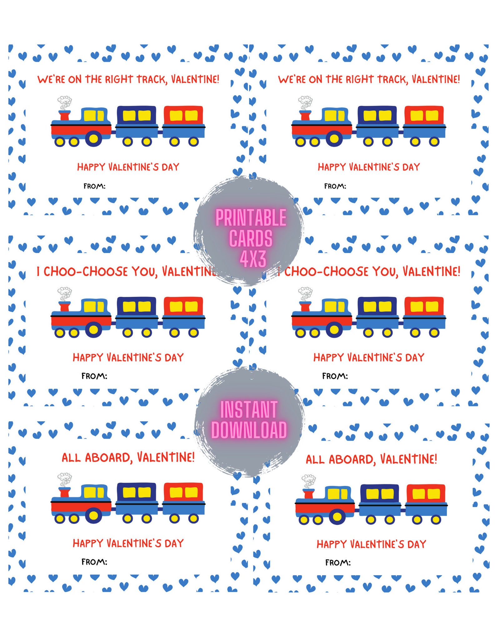Printable Train Valentine Cards / Train Valentine / I Choo-choose You ...