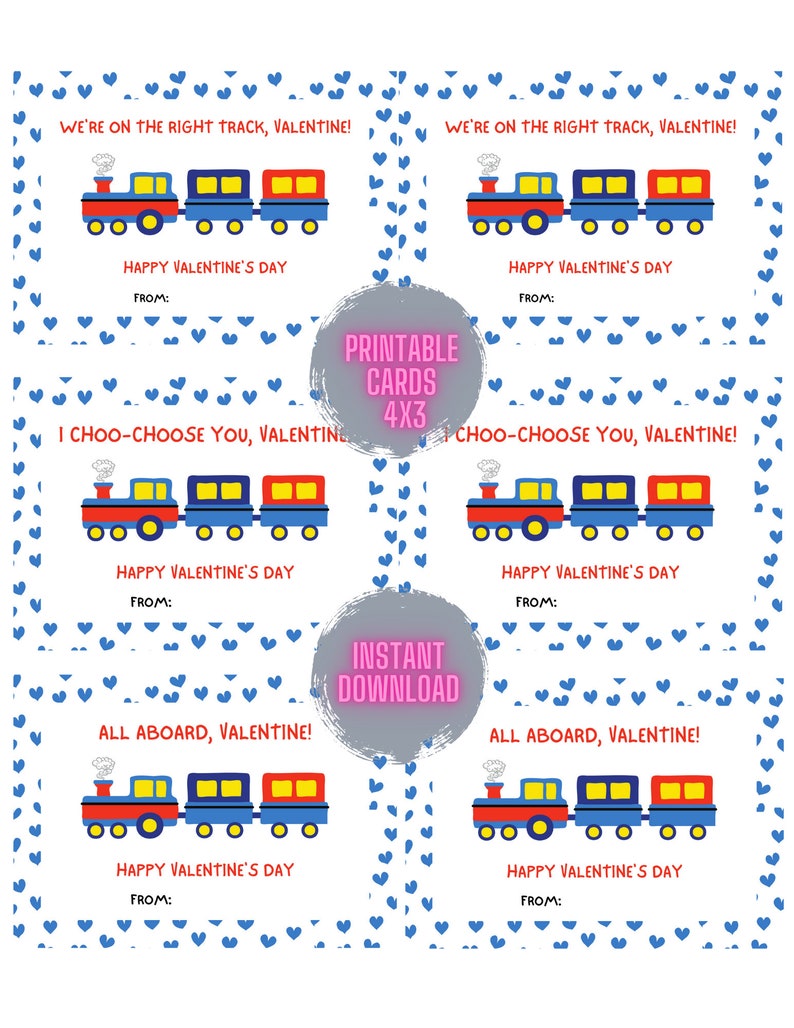 Printable Train Valentine Cards / Train Valentine / I Choo-choose You ...