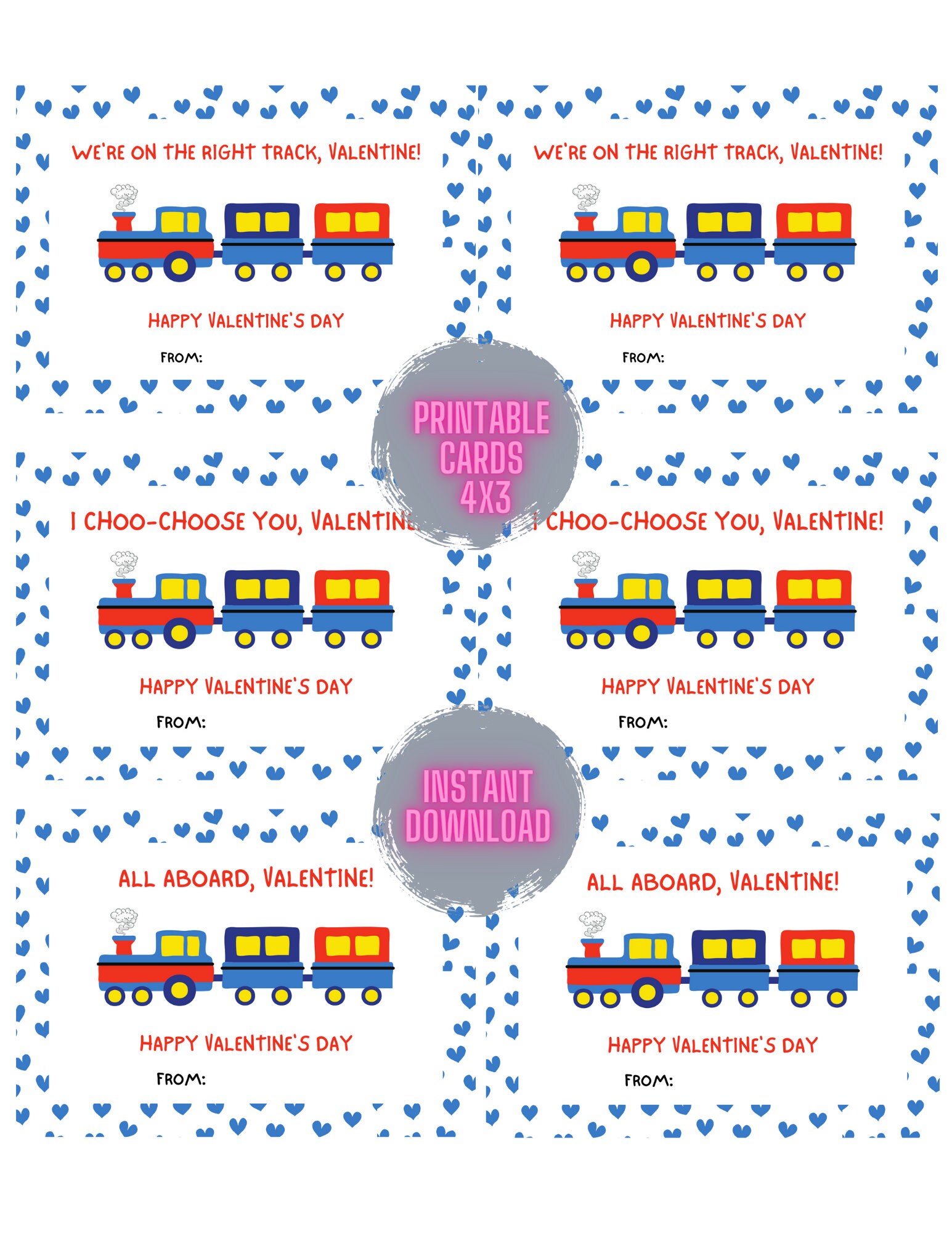 Printable Train Valentine Cards / Train Valentine / I Choo-choose You ...