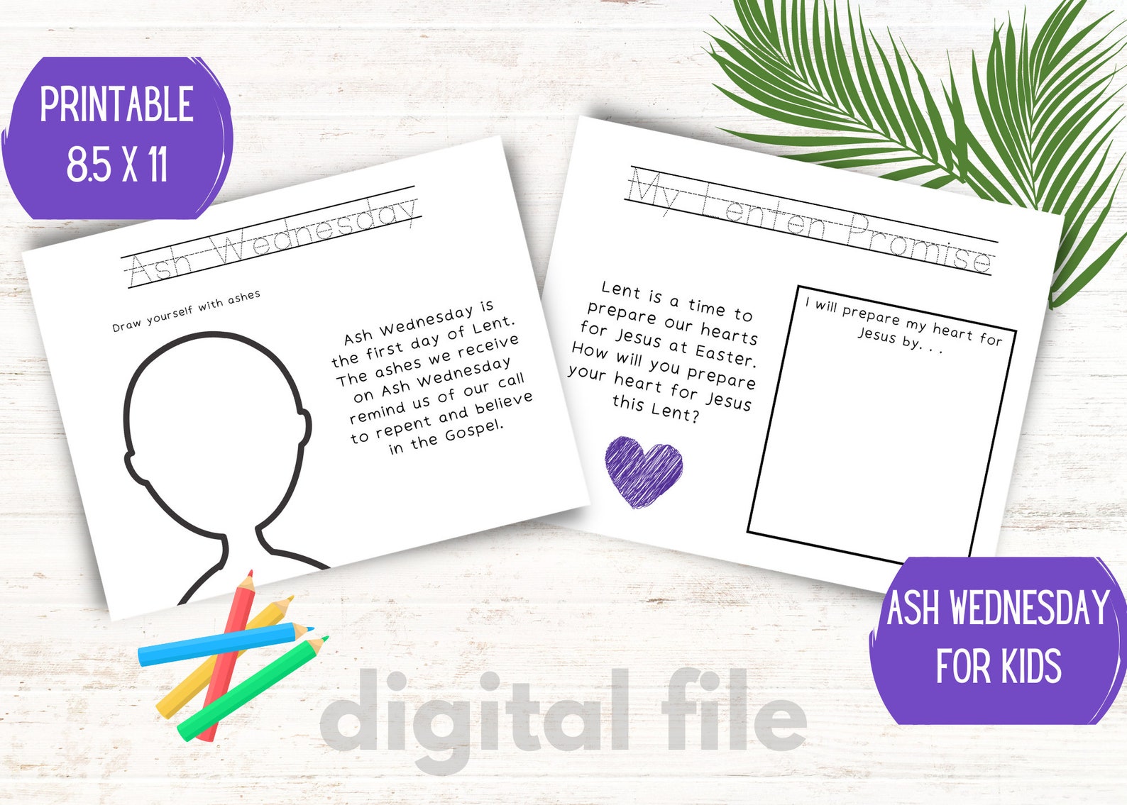 Ash Wednesday for Kids / Lent Printable for Kids / Lenten Activities ...