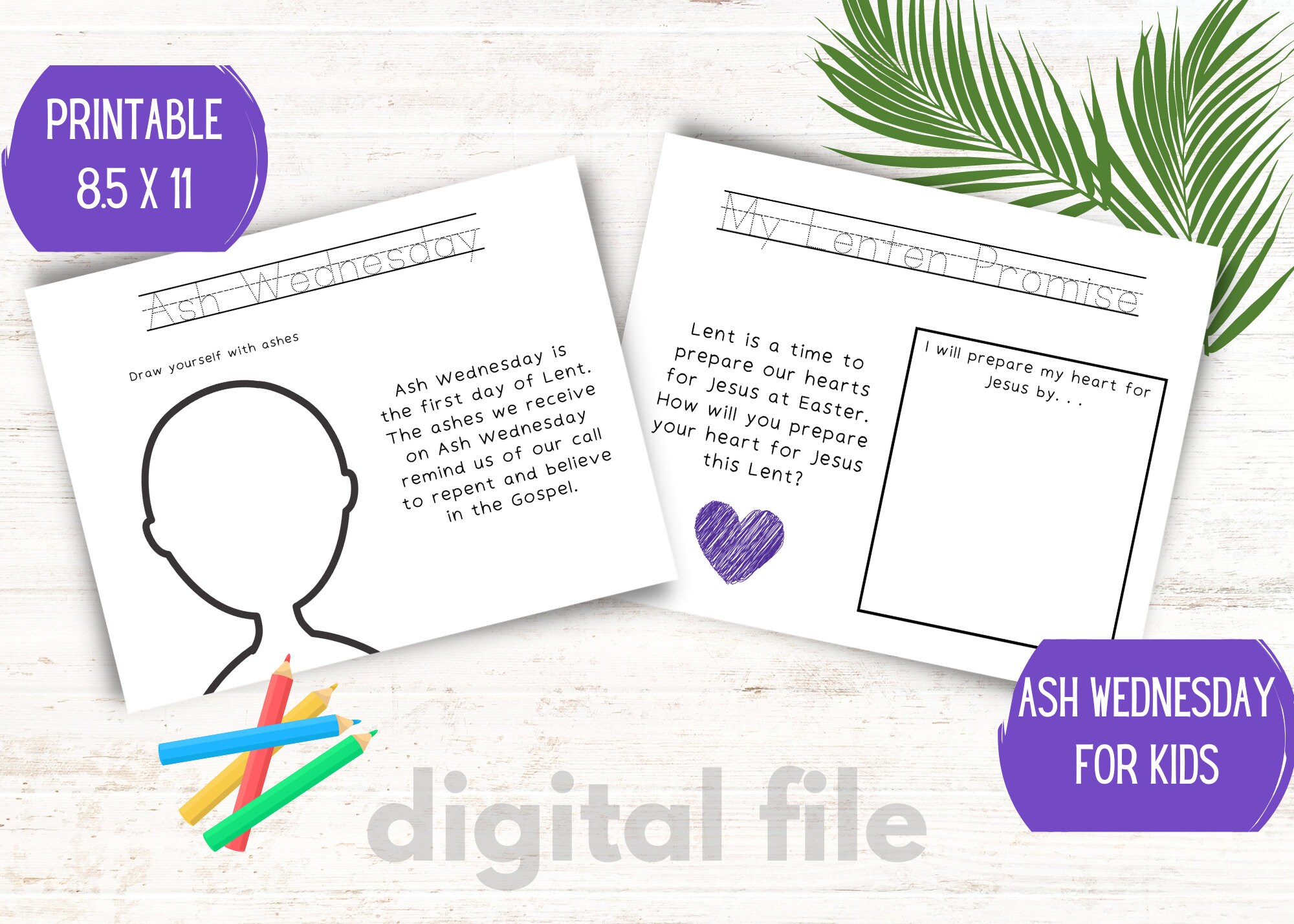 Ash Wednesday for Kids / Lent Printable for Kids / Lenten Activities ...