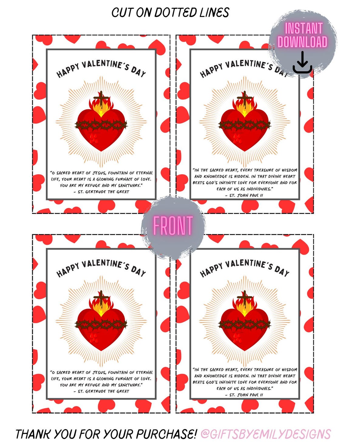Printable Sacred Heart Valentine's Day Card / Saint Cards / Catholic ...