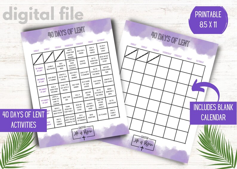 Printable Catholic 40 Days of Lent Activities for Kids / Lent Calendar ...