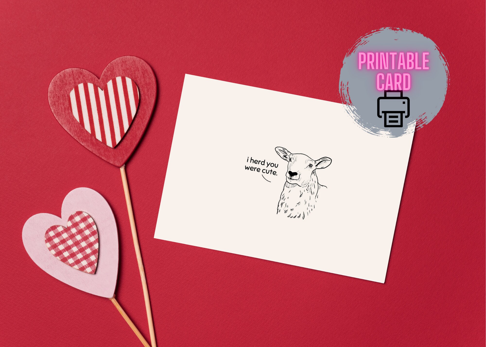 I "herd" You Were Cute, Herd Pun Card, Printable Card, Animal Pun Card ...