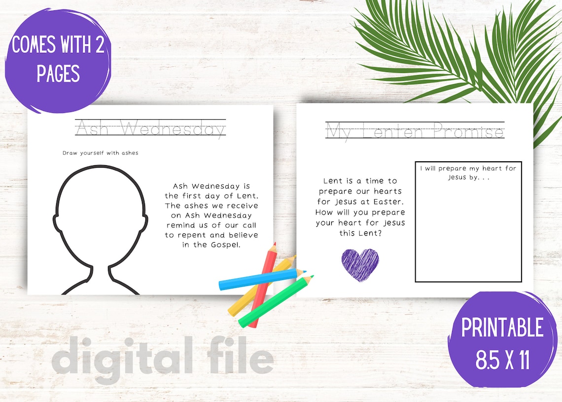 Ash Wednesday for Kids / Lent Printable for Kids / Lenten Activities ...