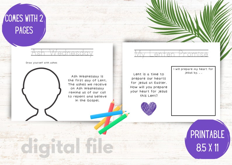 Ash Wednesday for Kids / Lent Printable for Kids / Lenten Activities ...