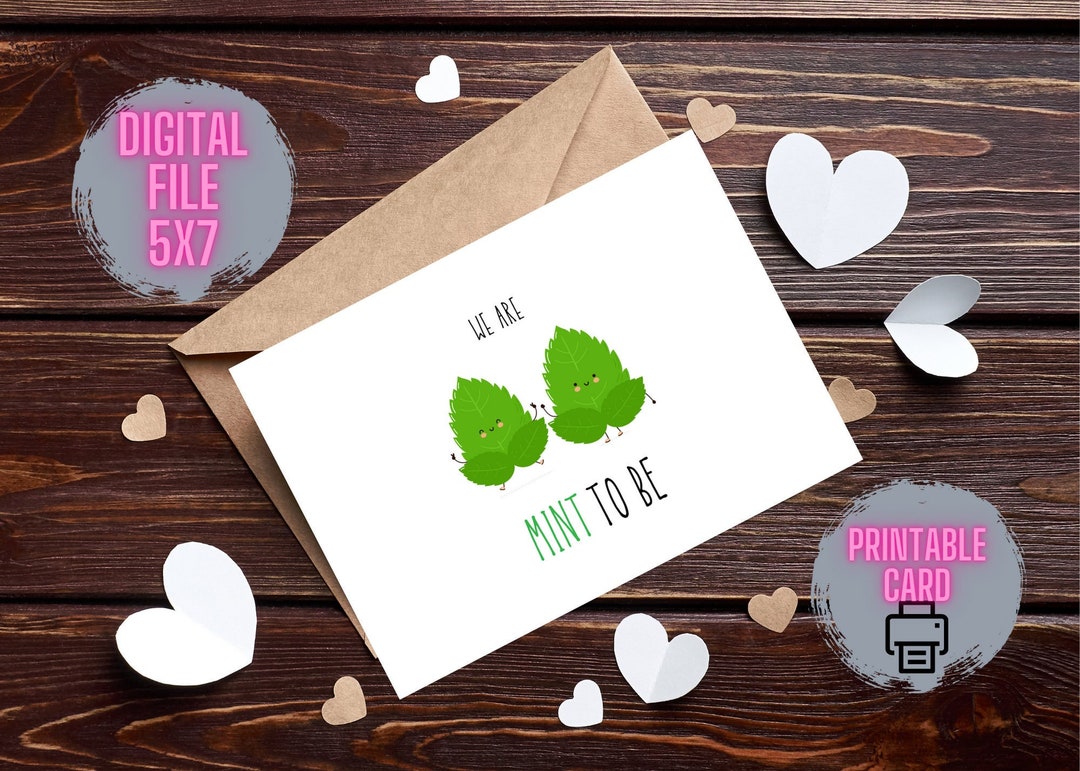 We Are "mint" to Be Valentine's Day Card, Printable, Mint Pun Card ...