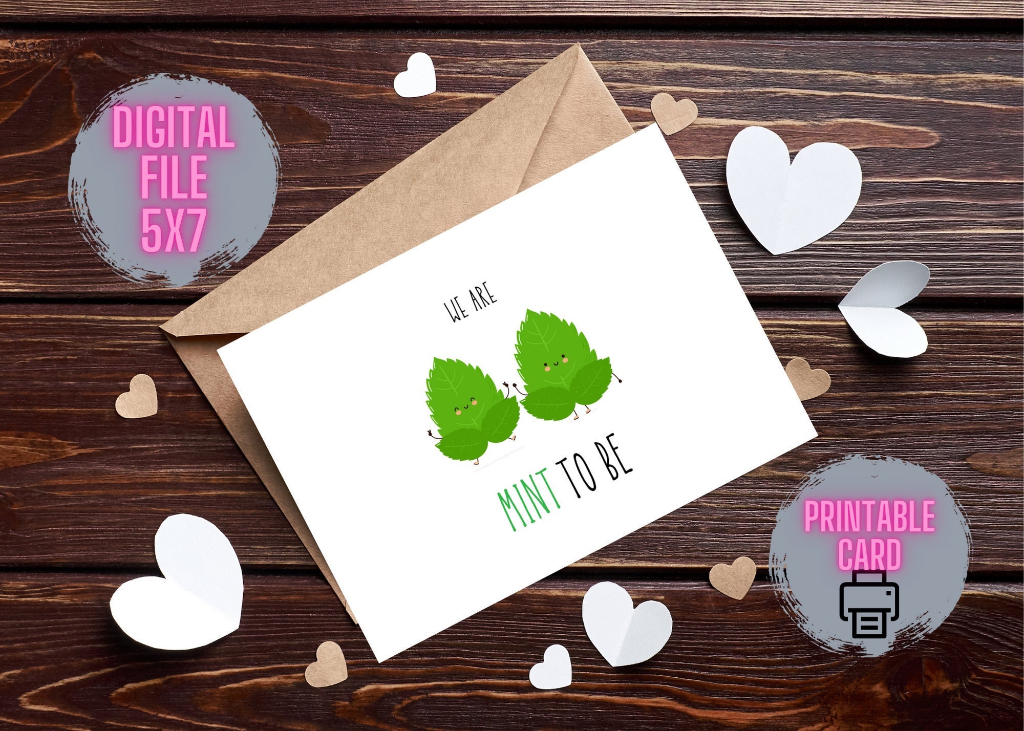 We Are "mint" to Be Valentine's Day Card, Printable, Mint Pun Card ...