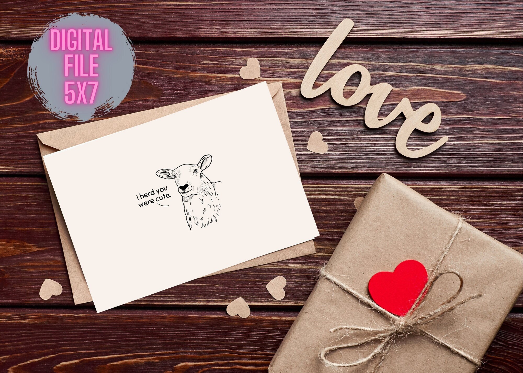 I "herd" You Were Cute, Herd Pun Card, Printable Card, Animal Pun Card ...