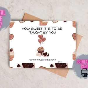 Printable Teacher Valentine's Day Card / How Sweet It is to Be Taught ...