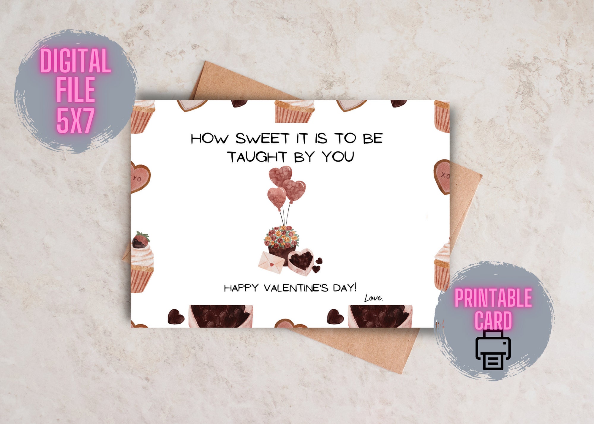 Printable Teacher Valentine's Day Card / How Sweet It is to Be Taught ...