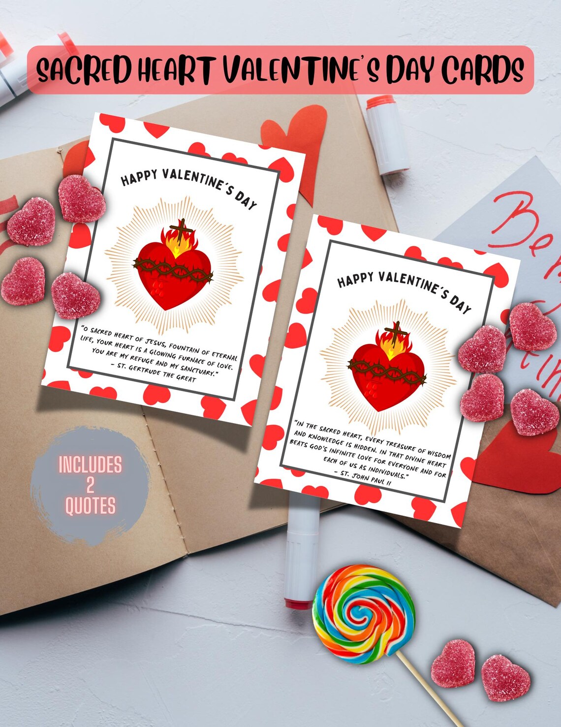 Printable Sacred Heart Valentine's Day Card / Saint Cards / Catholic ...