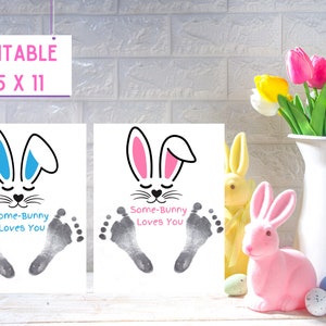 Printable Easter Footprint Craft / Some Bunny Loves You / Baby Easter ...