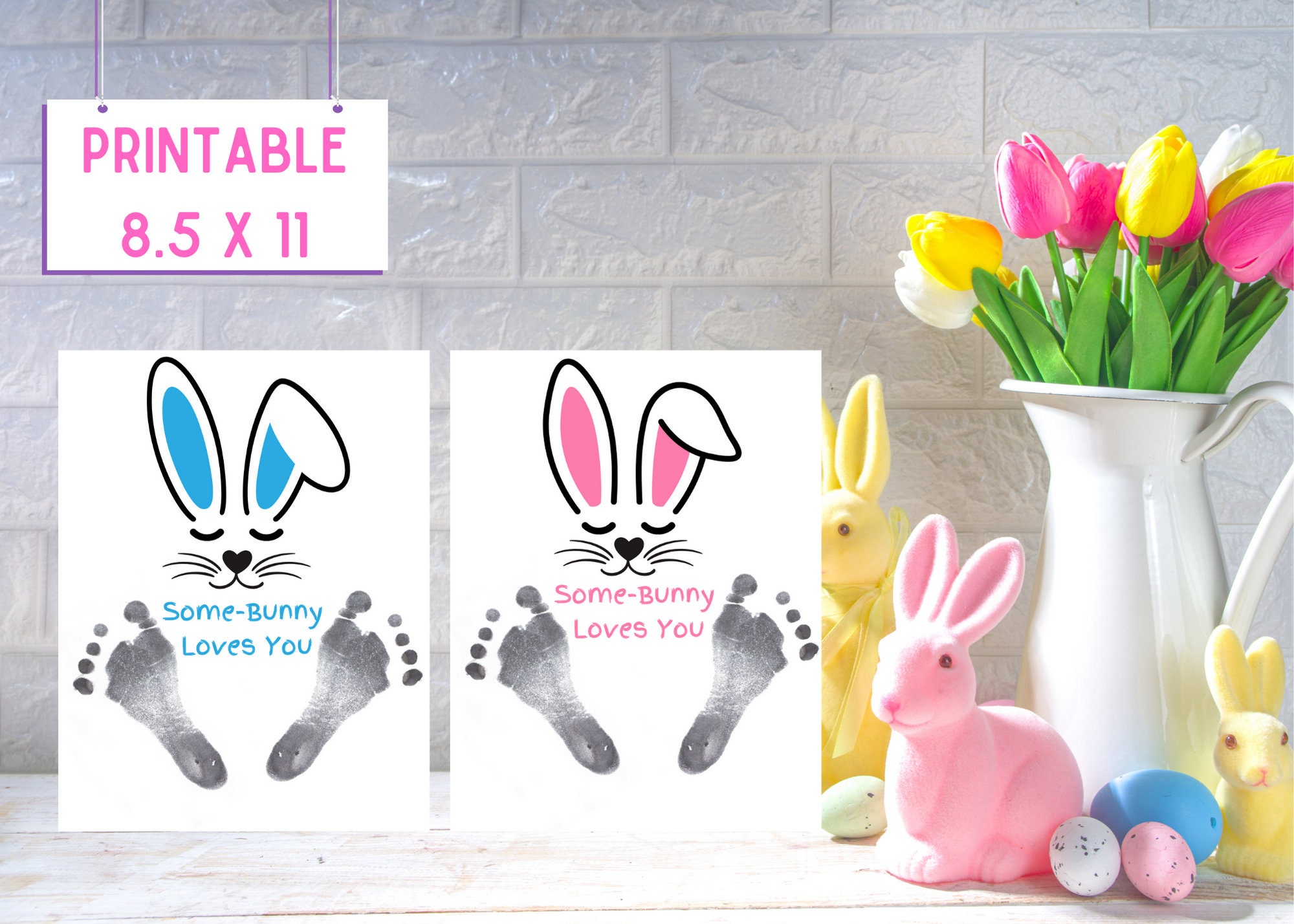 Printable Easter Footprint Craft / Some Bunny Loves You / Baby Easter ...
