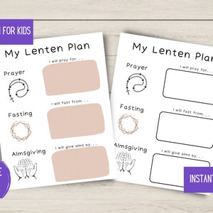 Printable Lenten Plan for Kids / My Lenten Plan for Kids / Catholic ...