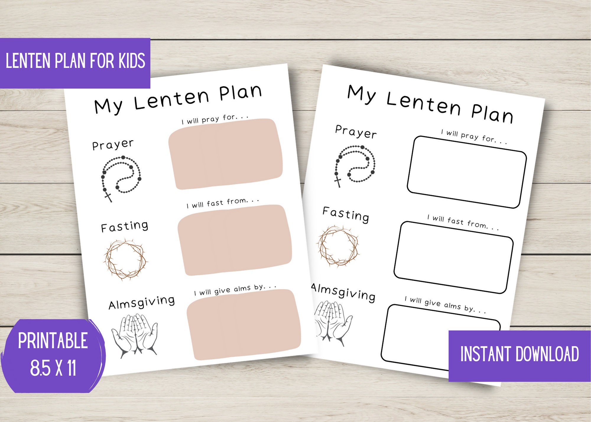 Printable Lenten Plan for Kids / My Lenten Plan for Kids / Catholic ...