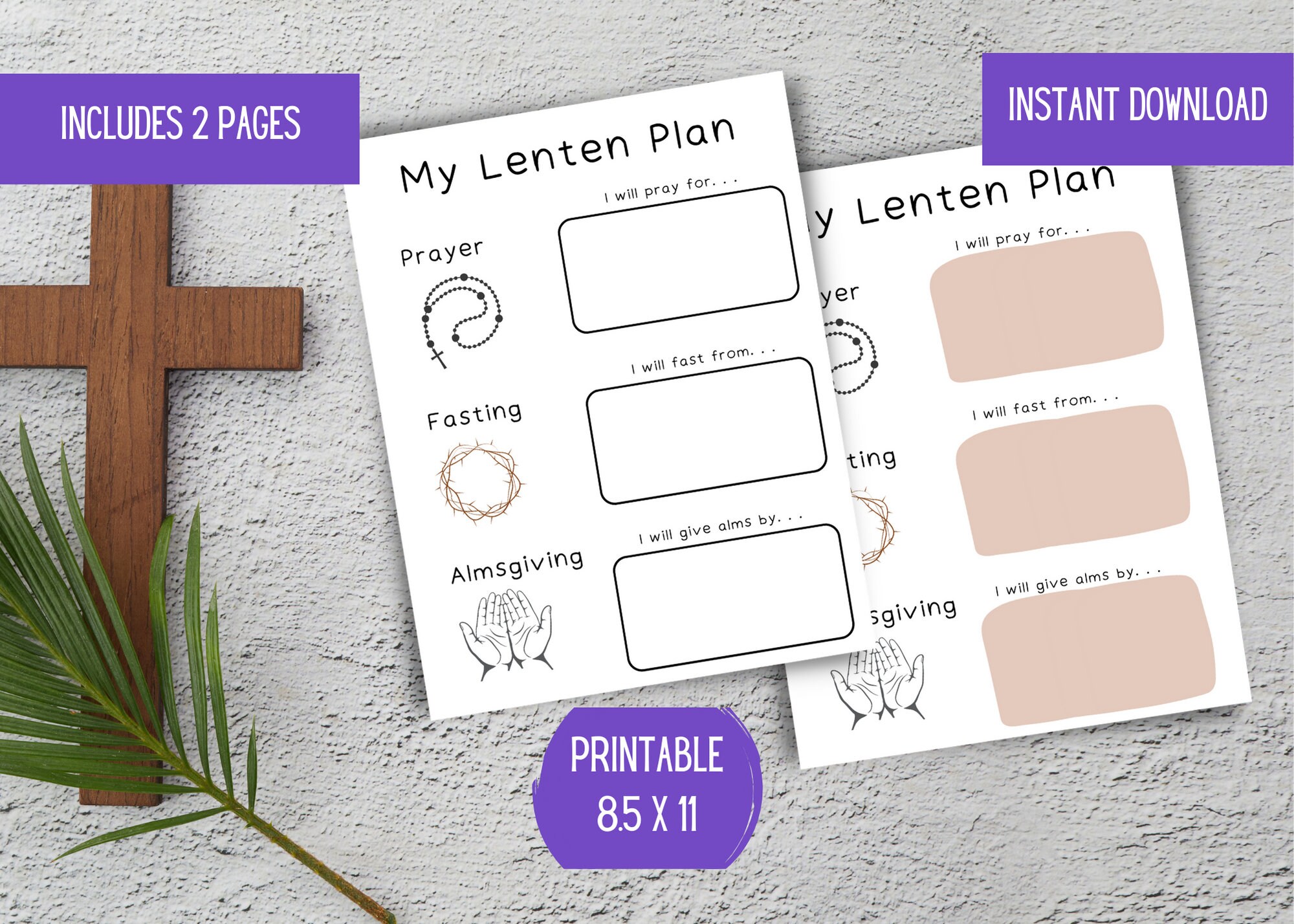 Printable Lenten Plan for Kids / My Lenten Plan for Kids / Catholic ...