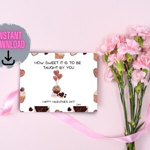 Printable Teacher Valentine's Day Card / How Sweet It is to Be Taught ...