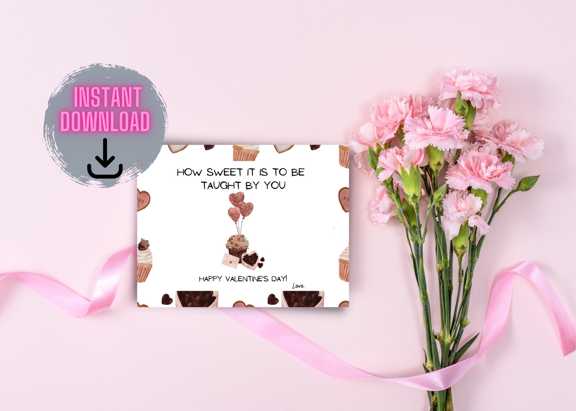 Printable Teacher Valentine's Day Card / How Sweet It is to Be Taught ...