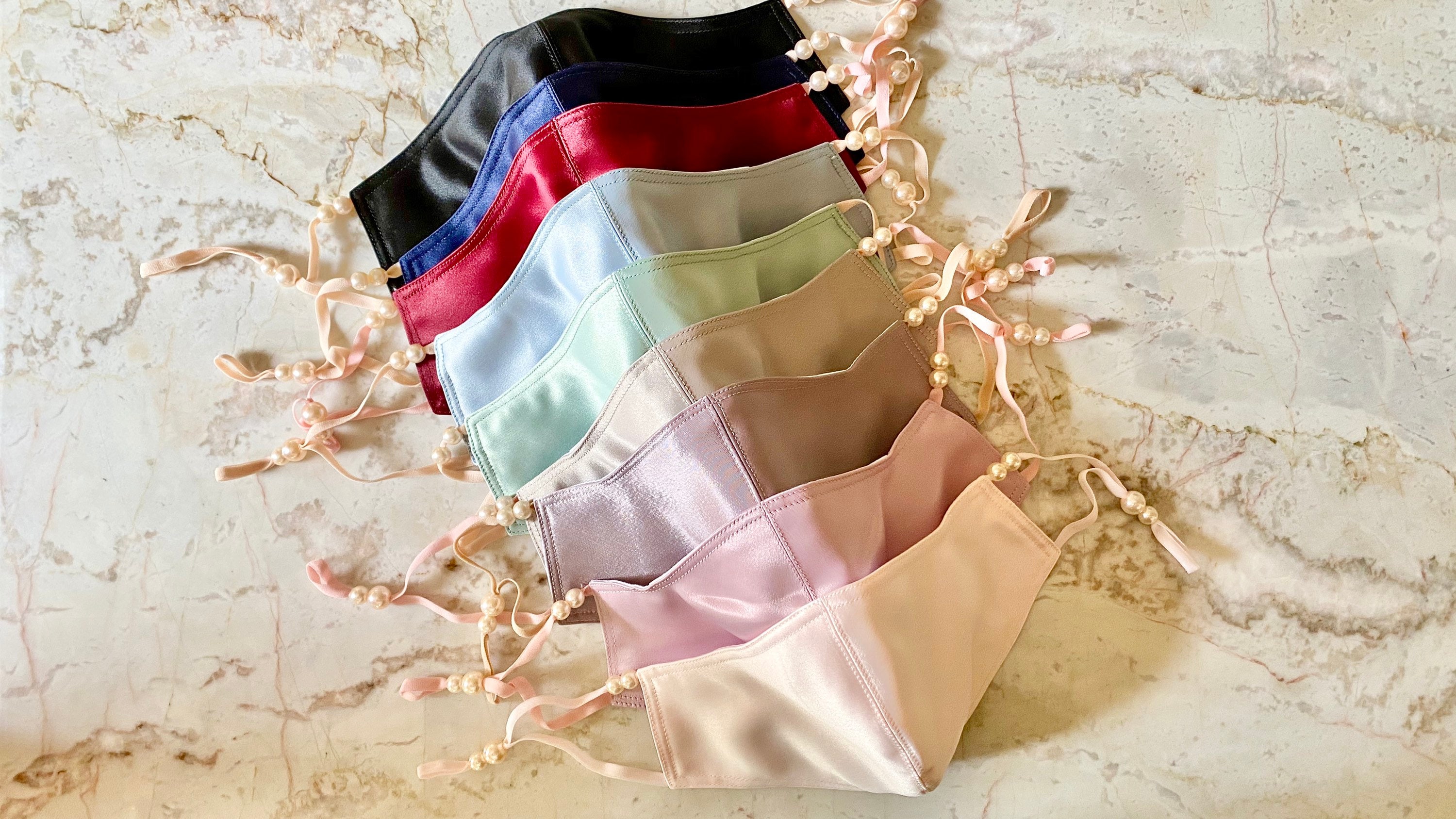 Satin face mask with filter pocket and adjustable ear loops. | Etsy