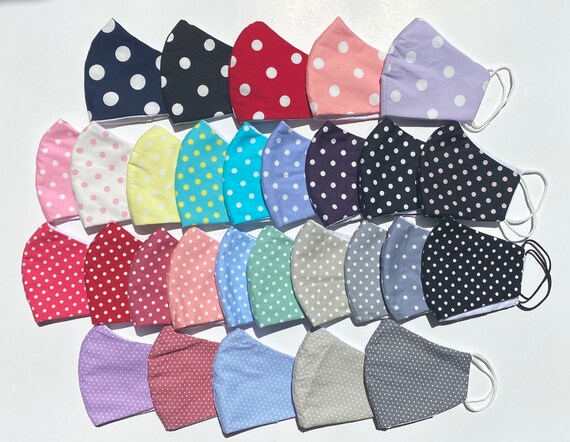 Polka Dots Face Mask. Cotton Face Mask Reusable Face Mask 4 - Etsy