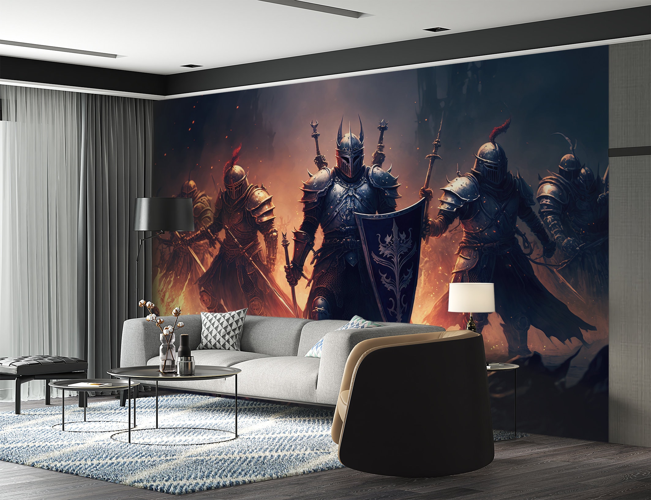 Knights Medieval Wallpaper & Wall Art Mural Warriors Decor Home Room ...