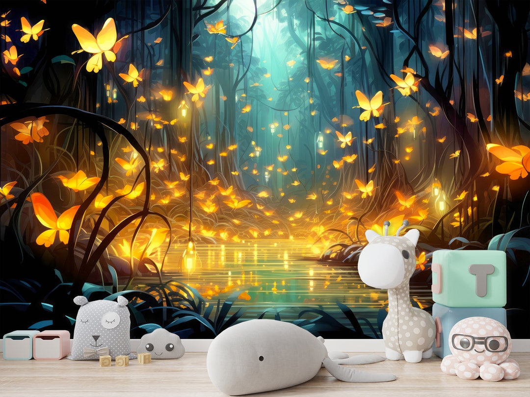 Magical Forest Wallpaper Wall Art Mural Nursery Enchanted Forest ...