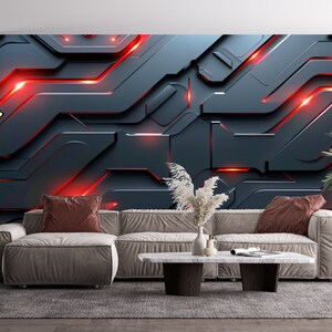 Tech Cyber Style Wallpaper Techno Wall Art Mural Hi Tech Technology ...