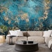 Blue Rust Metal Wallpaper Wall Art Mural Abstract Grunge Concrete Room ...