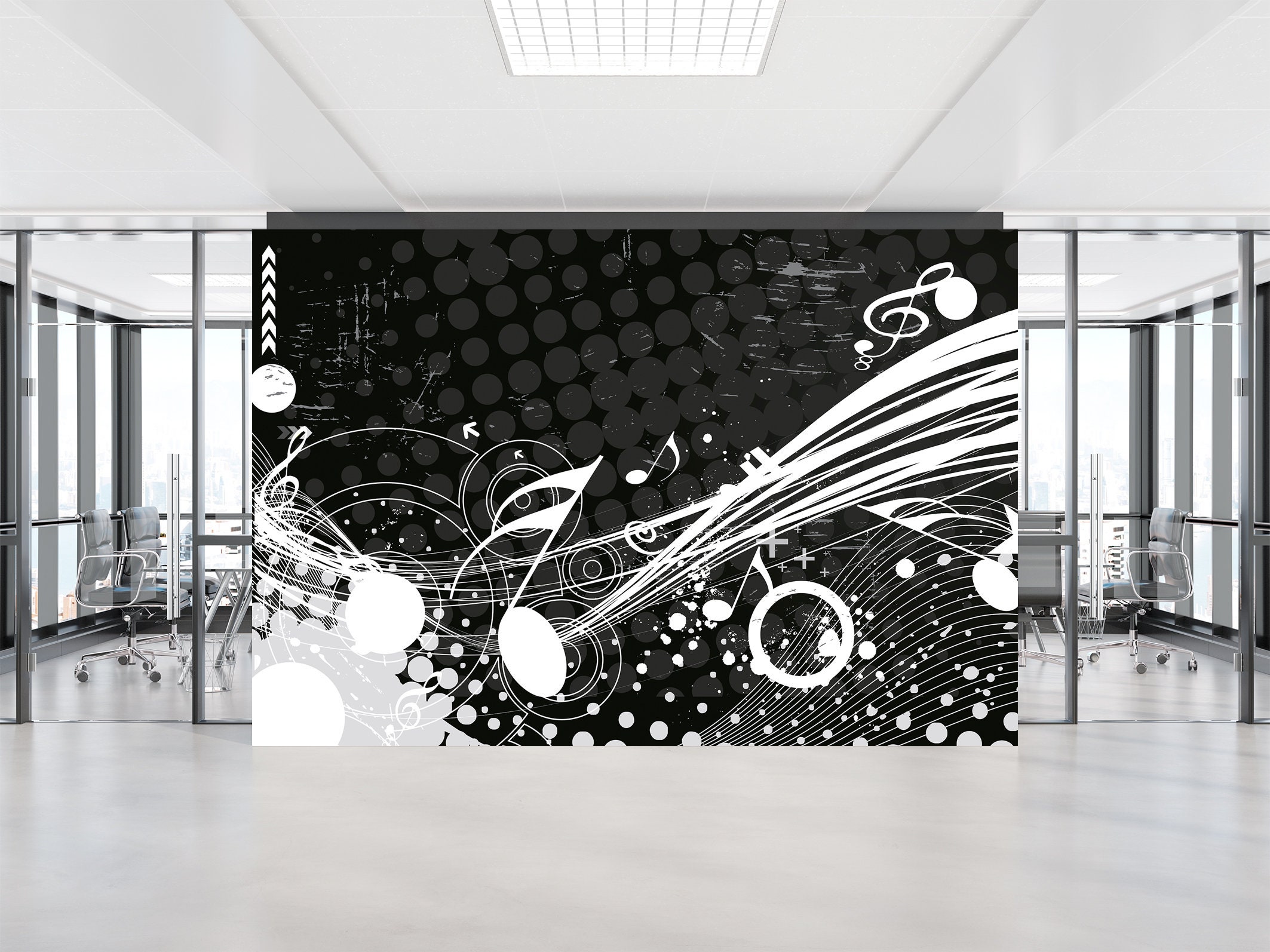 Music Black and White Wallpaper Modern & Wall Art Mural Notes Music ...
