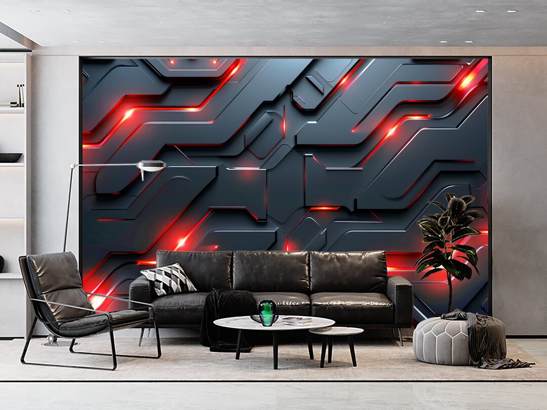 Tech Cyber Style Wallpaper Techno Wall Art Mural Hi Tech Technology ...
