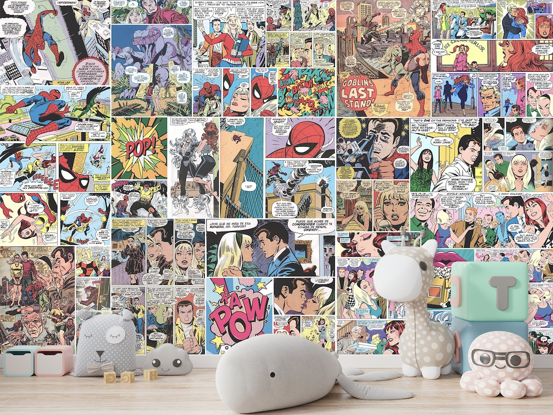 Comics Aesthetic Collage Wall Mural & Wallpaper Cartoon Characters ...