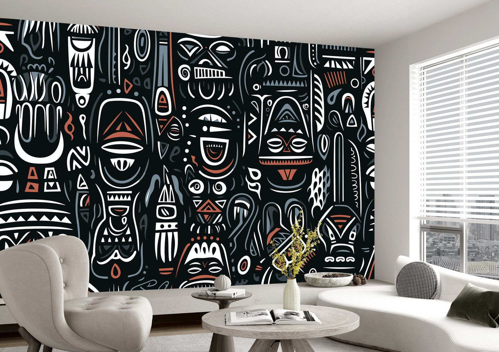 African Tribes Surreal Wallpaper & Wall Art Mural African Faces Culture ...