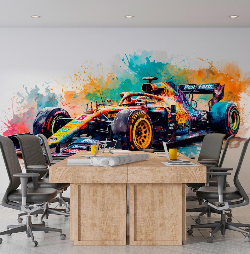Sport Formula 1 Wallpaper Modern Watercolor Wall Mural Sport Car for ...