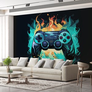 Joystick Wallpaper Controller Wall Mural Play Print Games Wall Art Deco ...
