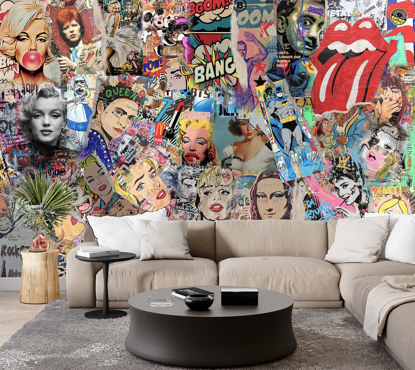 Retro Pop Wallpaper Vintage Wall Mural Wall Art Peel and Stick Toilet ...