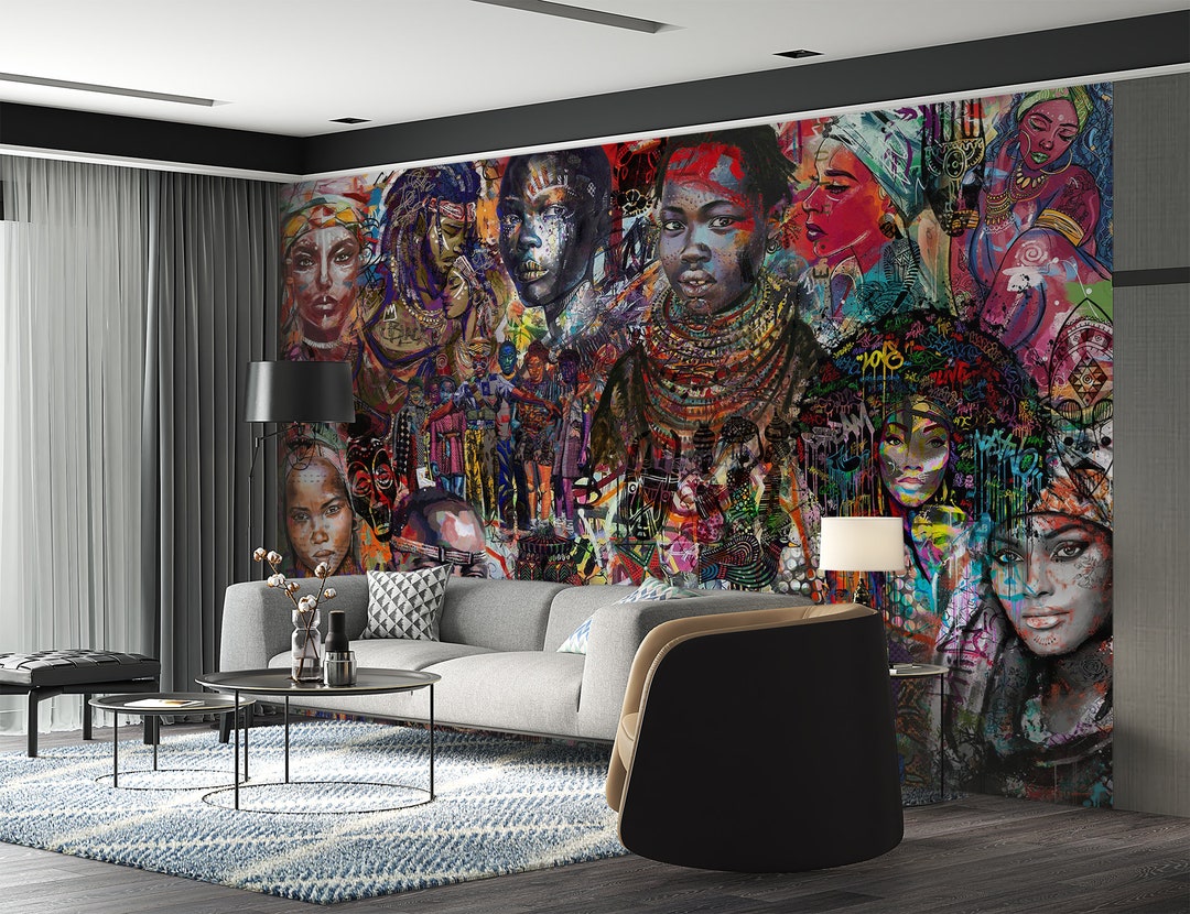 African Tribes Graffiti Wallpaper & Graffiti Street Art Wall Art Mural ...